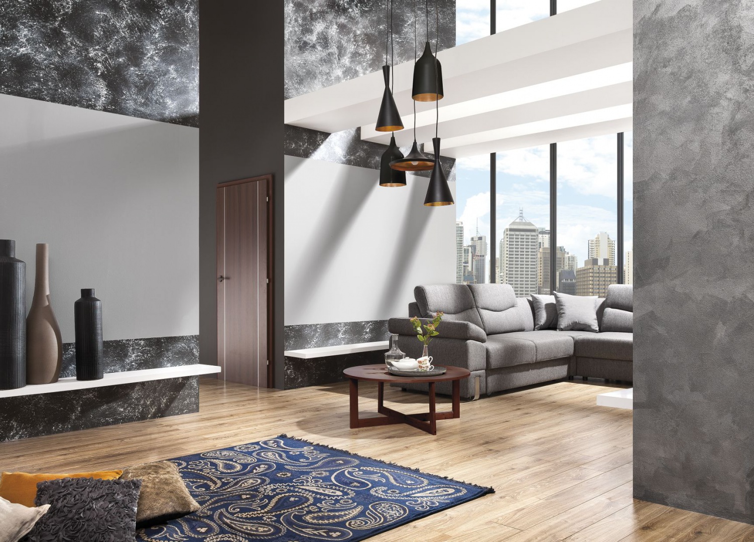 15 pomysłów na ściany w salonie. Wybierz modne szarości