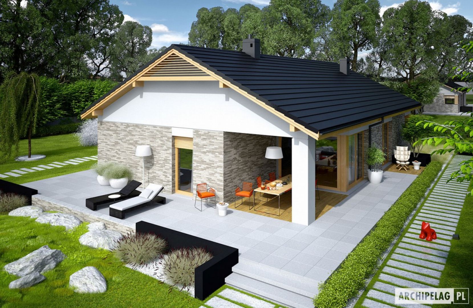 Zobacz projekt rodzinnego domu parterowego z atrakcyjnym tarasem 120 ...