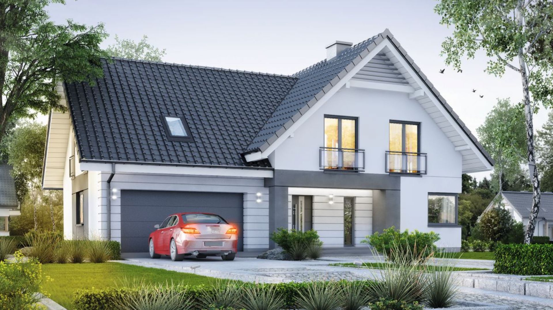 Projekt domu (140 m kw.) z poddaszem użytkowym i garażem